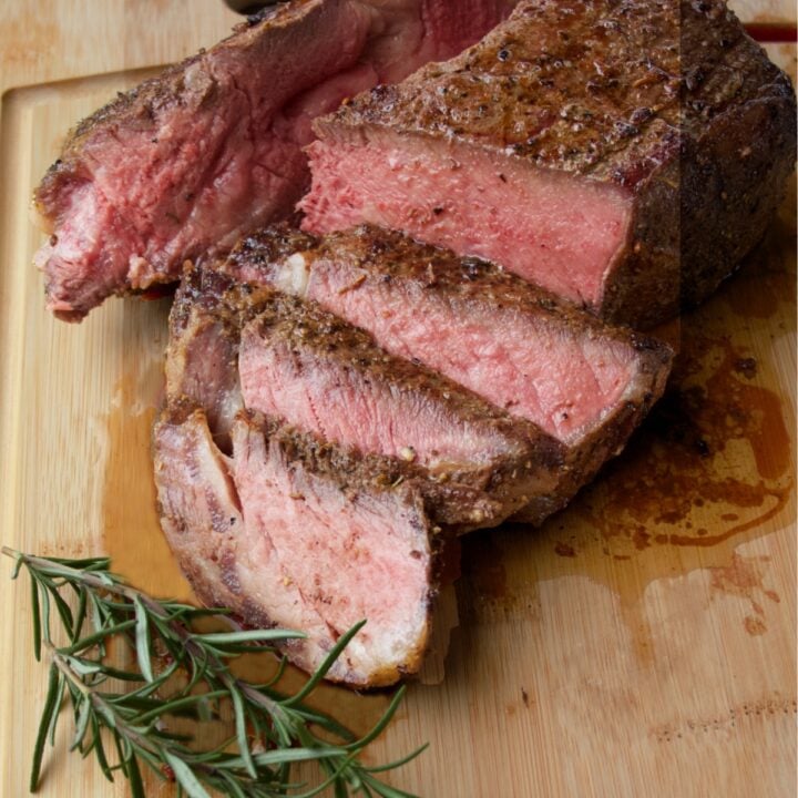 Grilled Ribeye Steaks with Caramelized Onions and Mushrooms